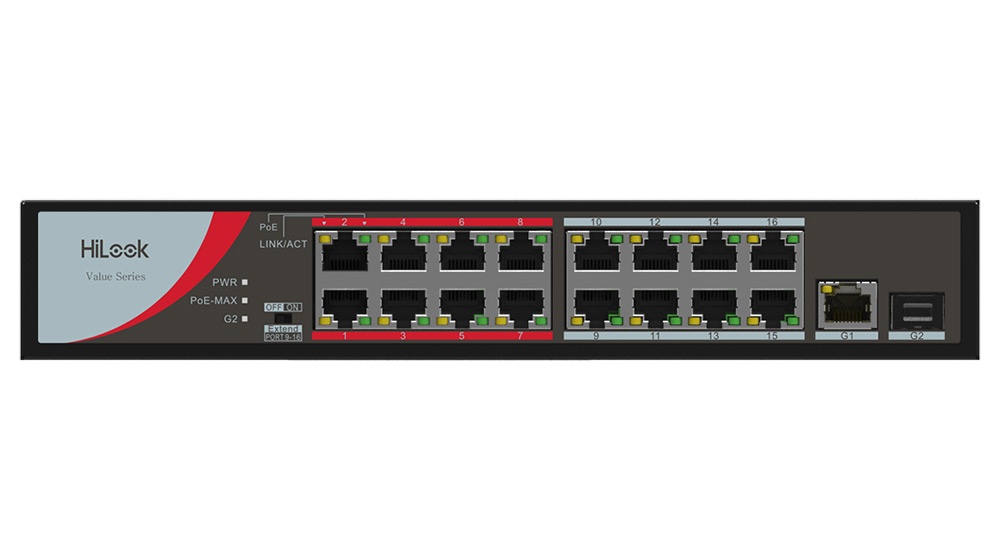 16 Port Fast Ethernet Unmanaged POE Switch, HiLook • NS-0318P-130 • HiLook By HIKVISION